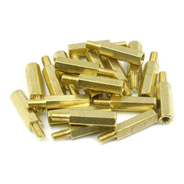 Hxchen M3 x 15mm + 6mm Male to Female Thread Brass Hexagon Hex Standof ...